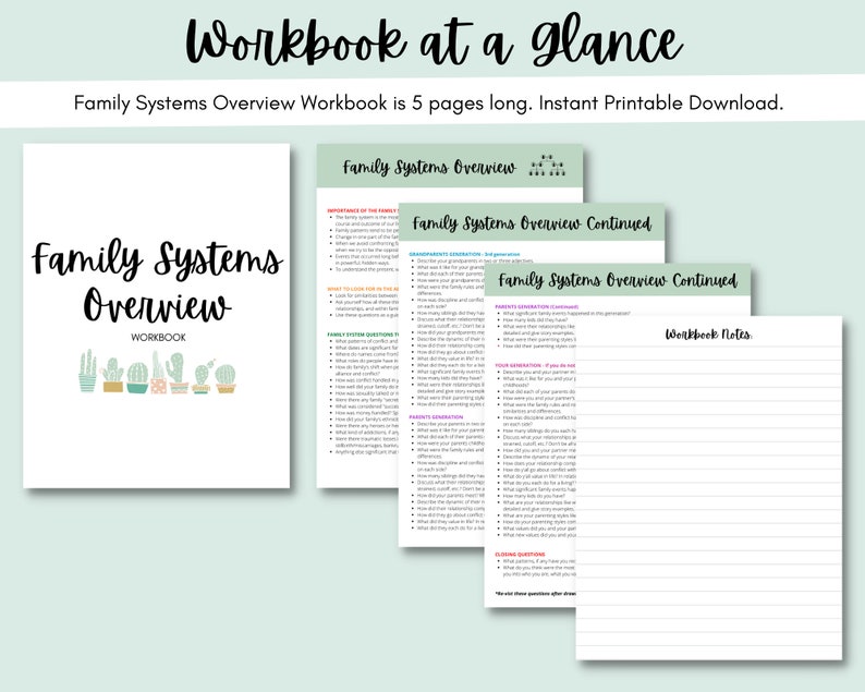Family Systems Overview Therapy Workbook: Generations, Dynamics ...