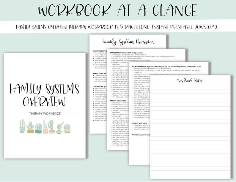 Family Systems Overview Therapy Workbook: Generations - Etsy