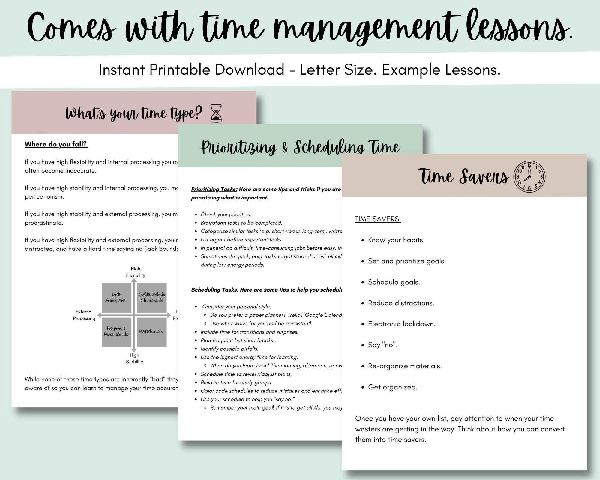 School Time Management Workbook: Printable, Planner, Time Manager, for ...
