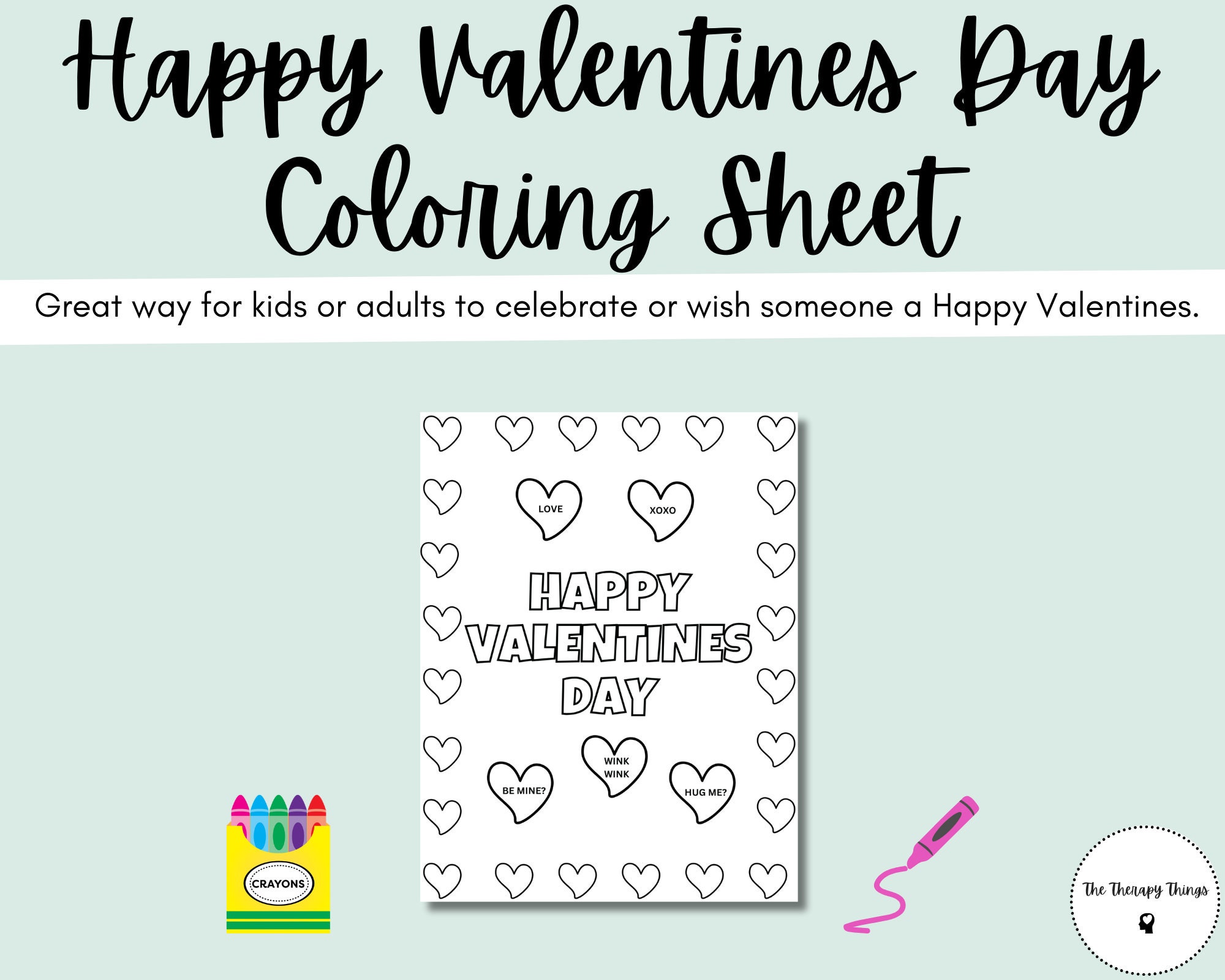 Happy Valentine's Day Coloring Sheet: Valentine's Day Card, Therapeutic ...