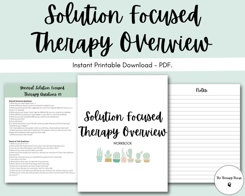 Solution Focused Therapy Overview Workbook: Brief Therapy, Therapy ...