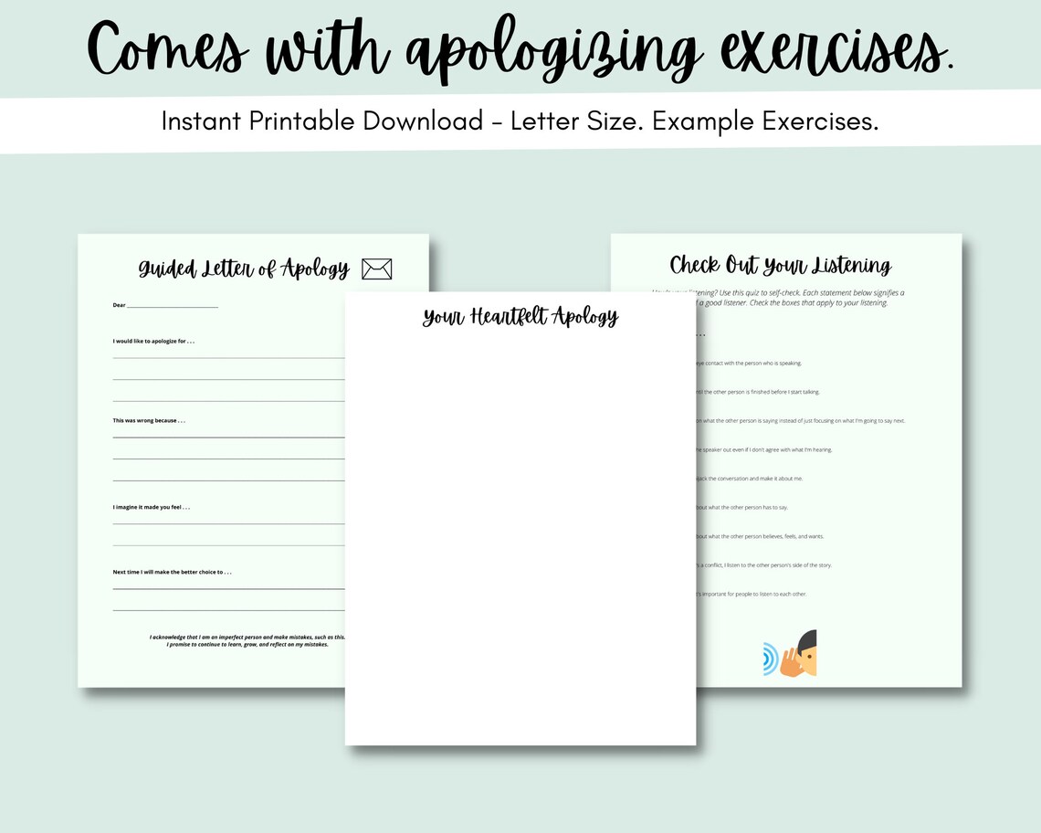 Apologizing Therapy Workbook: Apology Gift Reconciling - Etsy