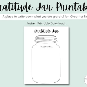 Gratitude Jar Printable: Thankfulness, Self Care, Play Therapy ...