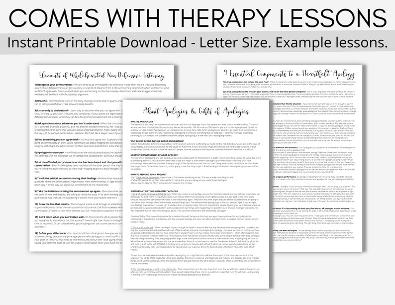 Apologizing Therapy Workbook: Apology Gift Reconciling | Etsy