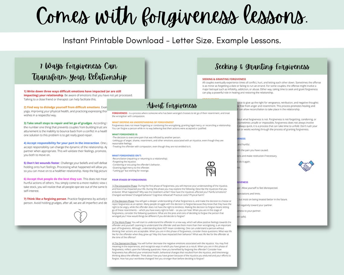 Forgiveness Therapy Workbook: How to Forgive, Reconciliation, Find ...