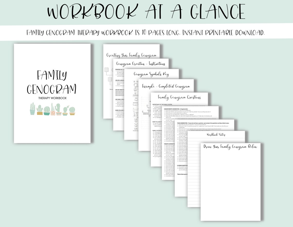 Family Genogram Therapy Workbook: Family Tree Generations - Etsy
