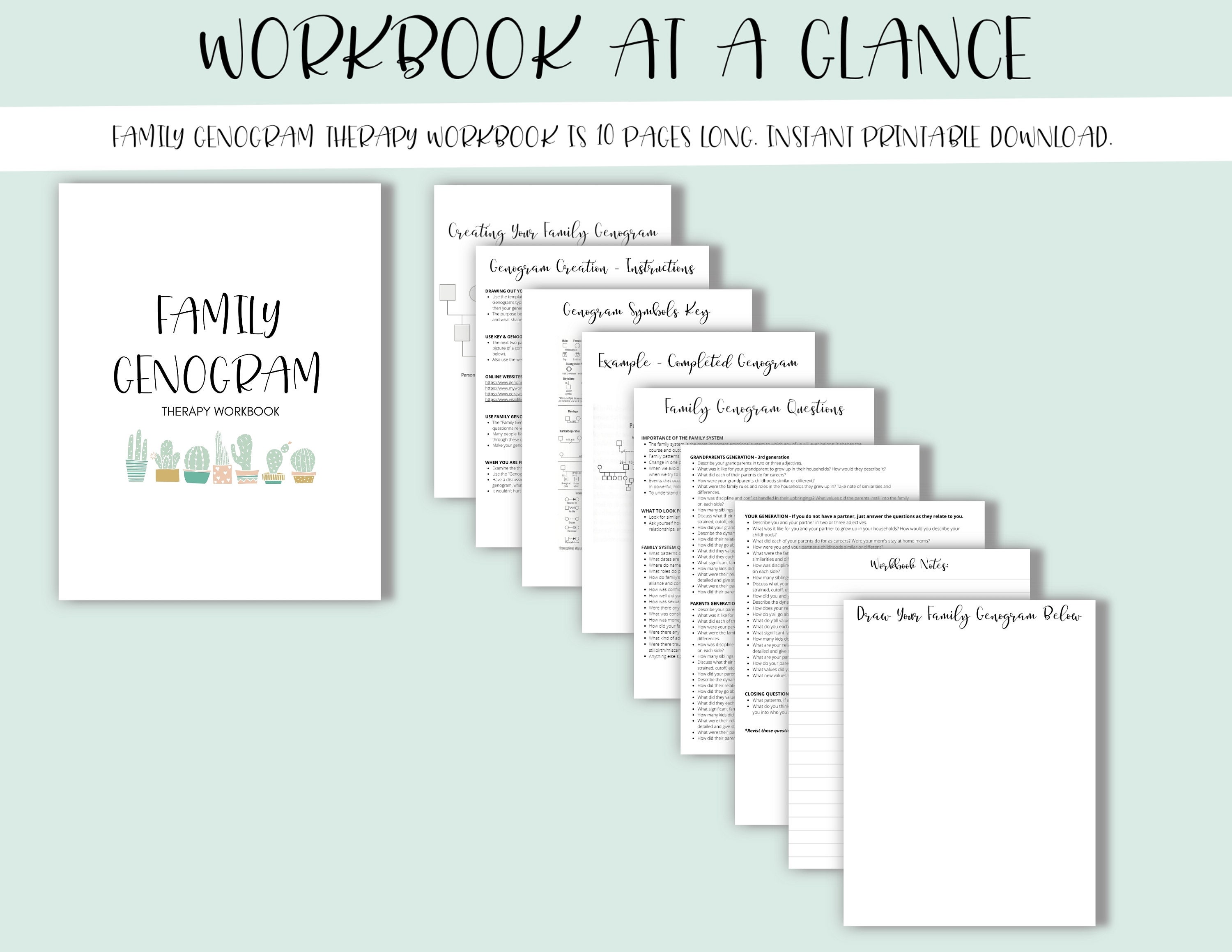 Family Genogram Therapy Workbook: Family Tree Generations - Etsy