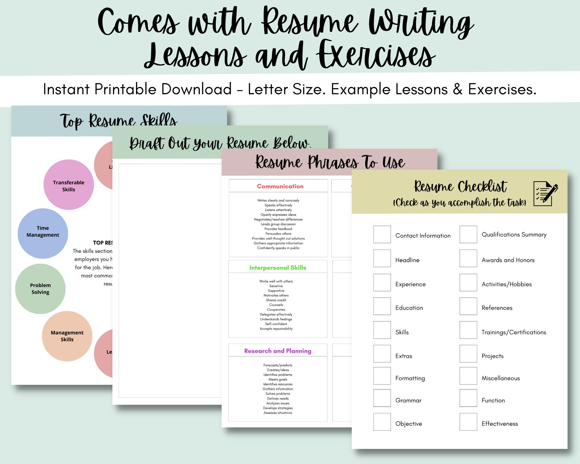 Writing Resumes Resource Packet: Modern Resume, Job Search, How to ...