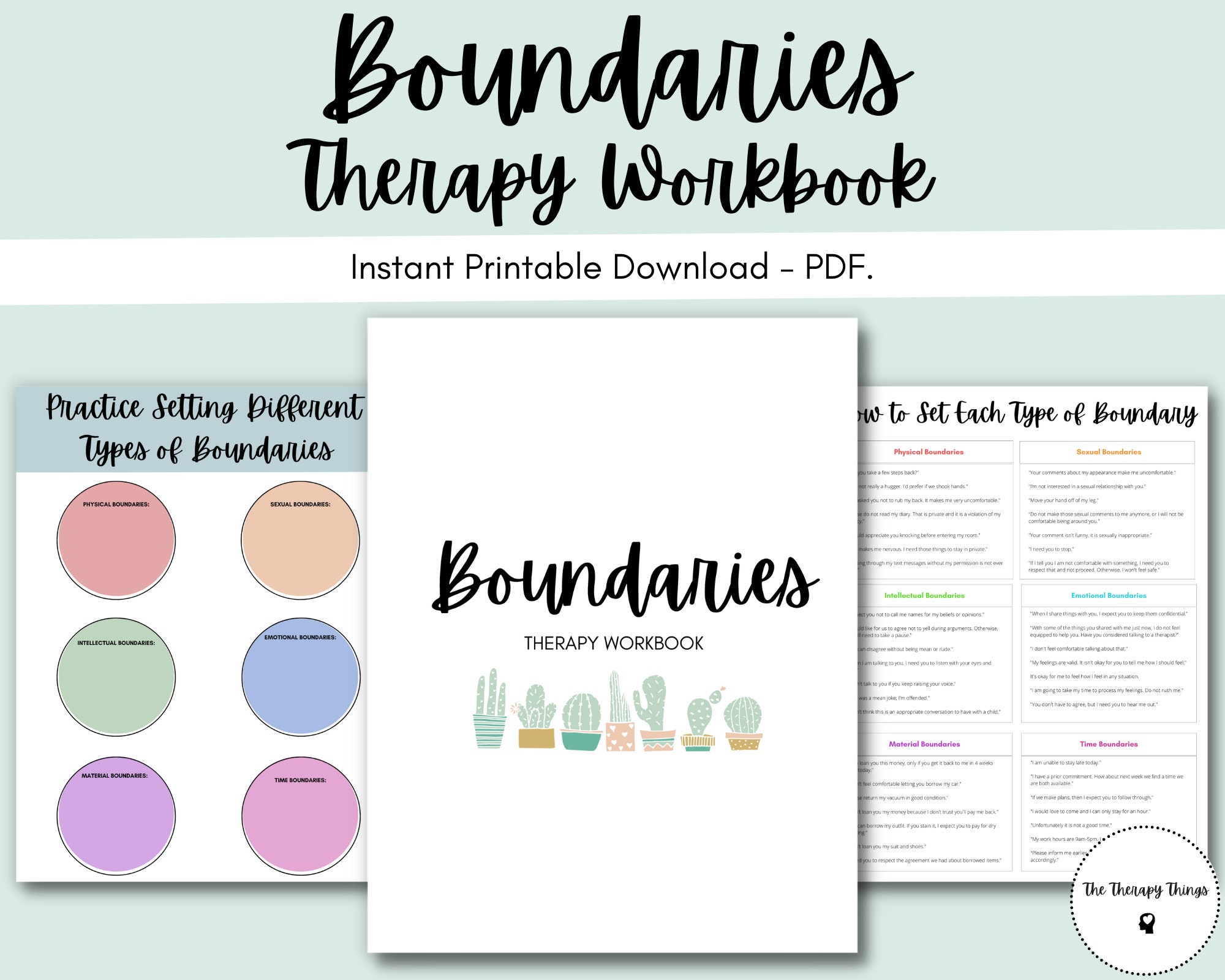 Boundaries Therapy Workbook: Self Help Workbook, Setting Healthy ...