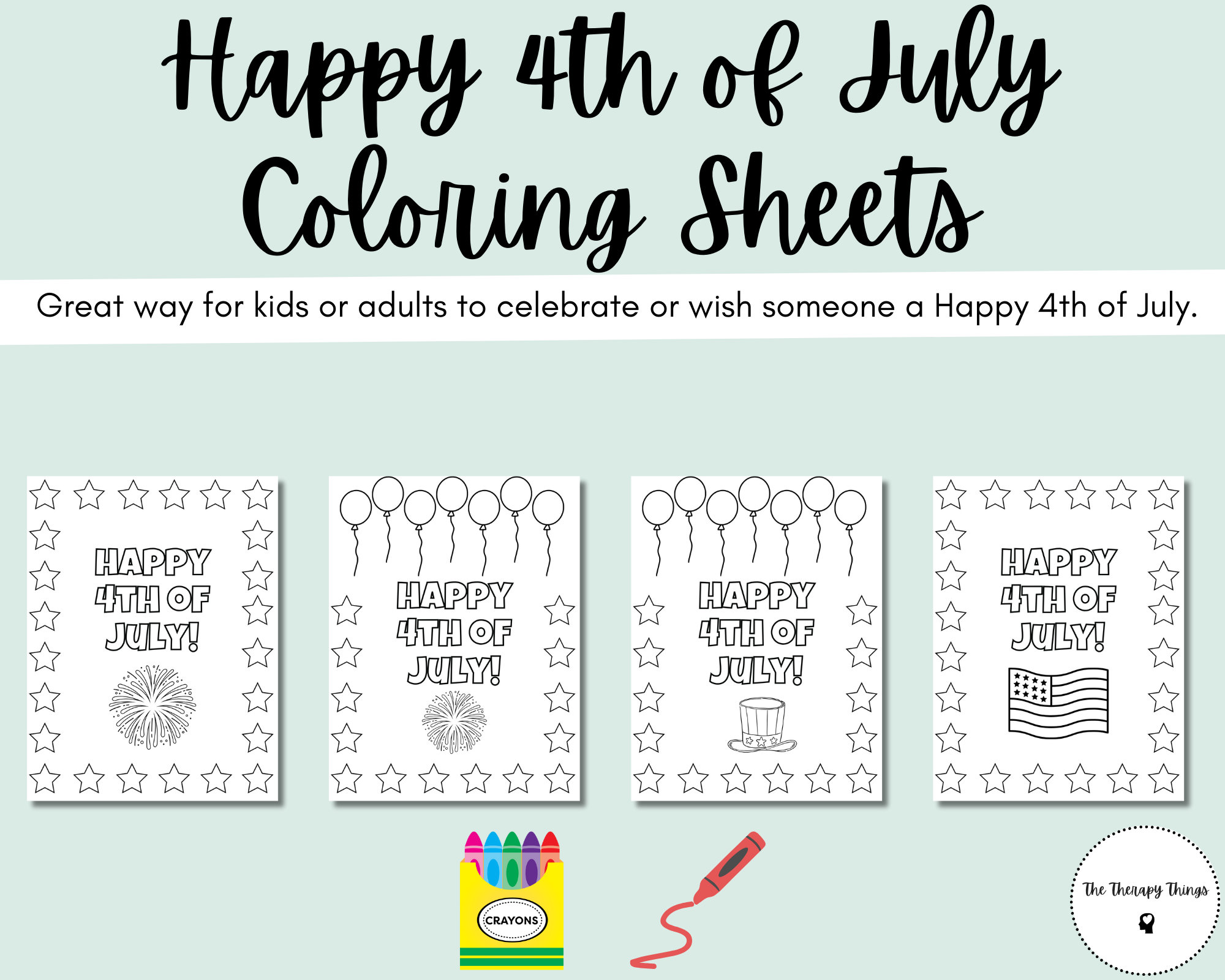 Happy 4th of July Coloring Sheet: Adult Coloring Pages, Child Coloring ...