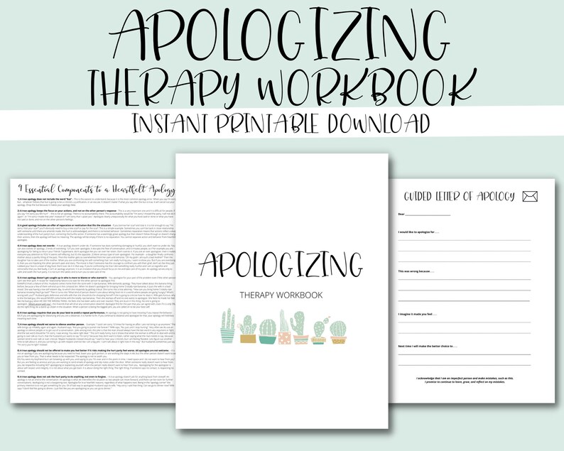 Apologizing Therapy Workbook: Apology Gift Reconciling | Etsy