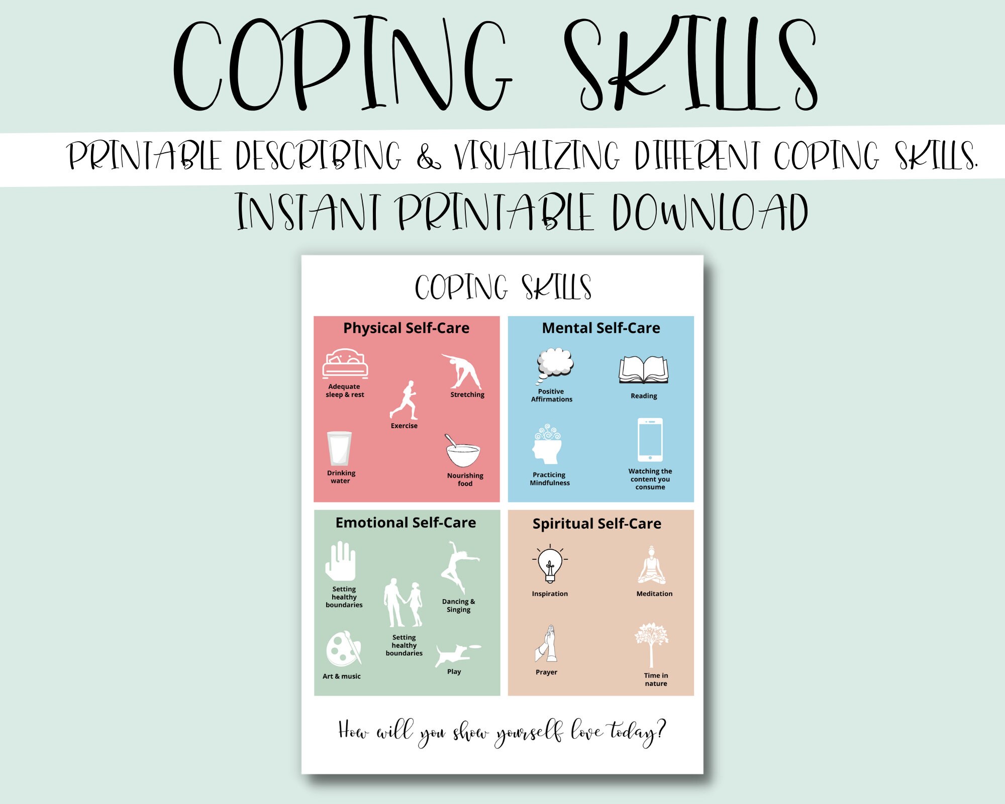 Coping Skills Printable: Poster for Kids Mental Health Art | Etsy Canada
