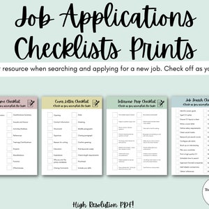 Job App Checklists Printables: Monitor Job Applications, Resume, Cover ...