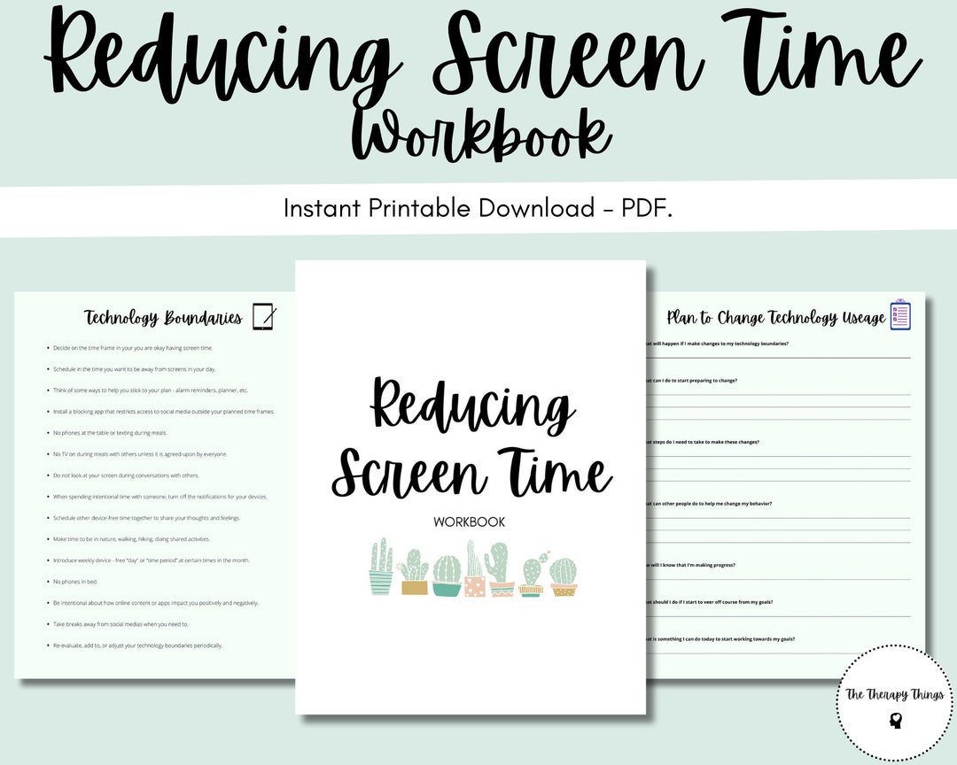 Reducing Screen Time Therapy Workbook: Technology Boundaries, Separate ...