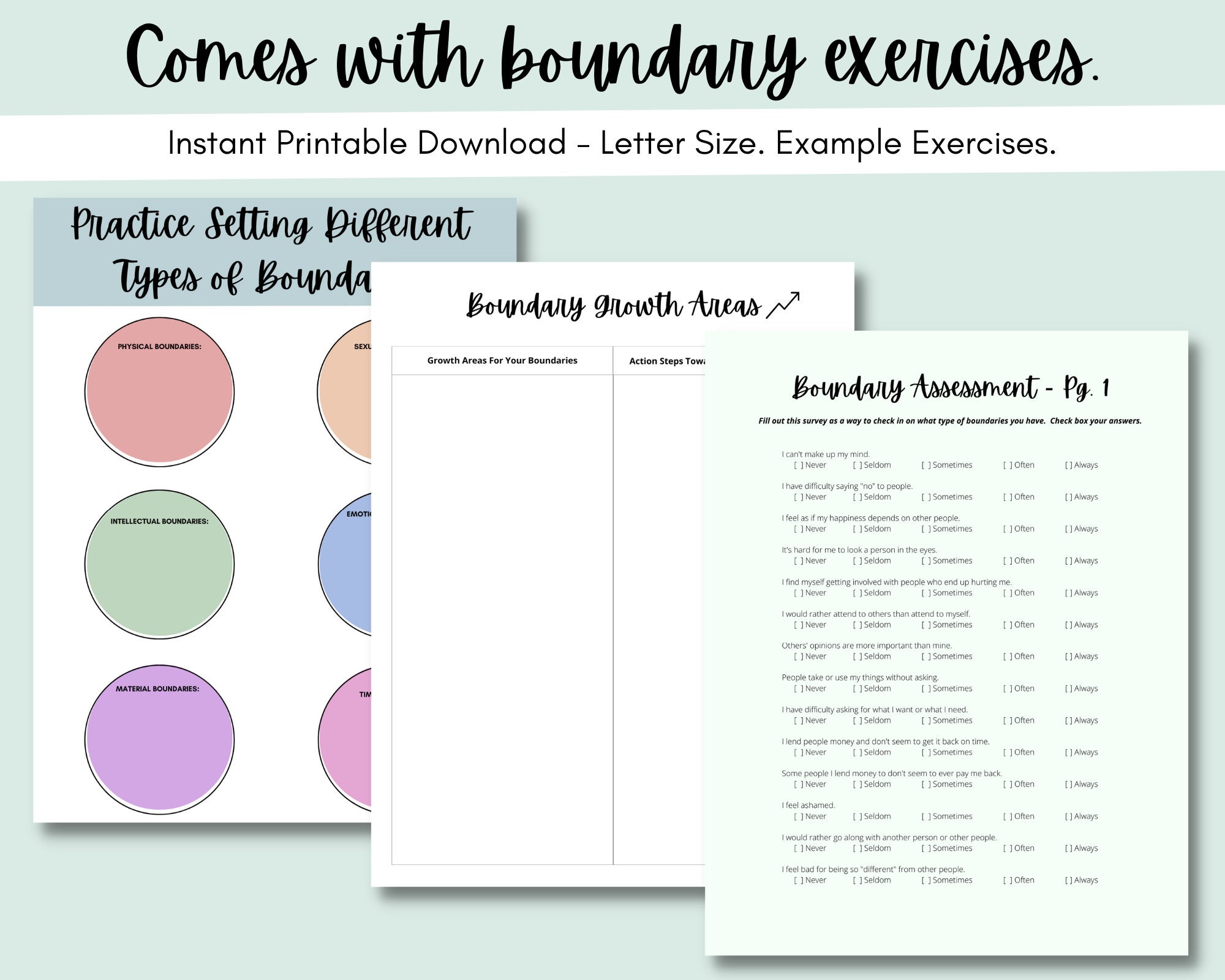 Boundaries Therapy Workbook: Self Help Workbook, Setting Healthy ...