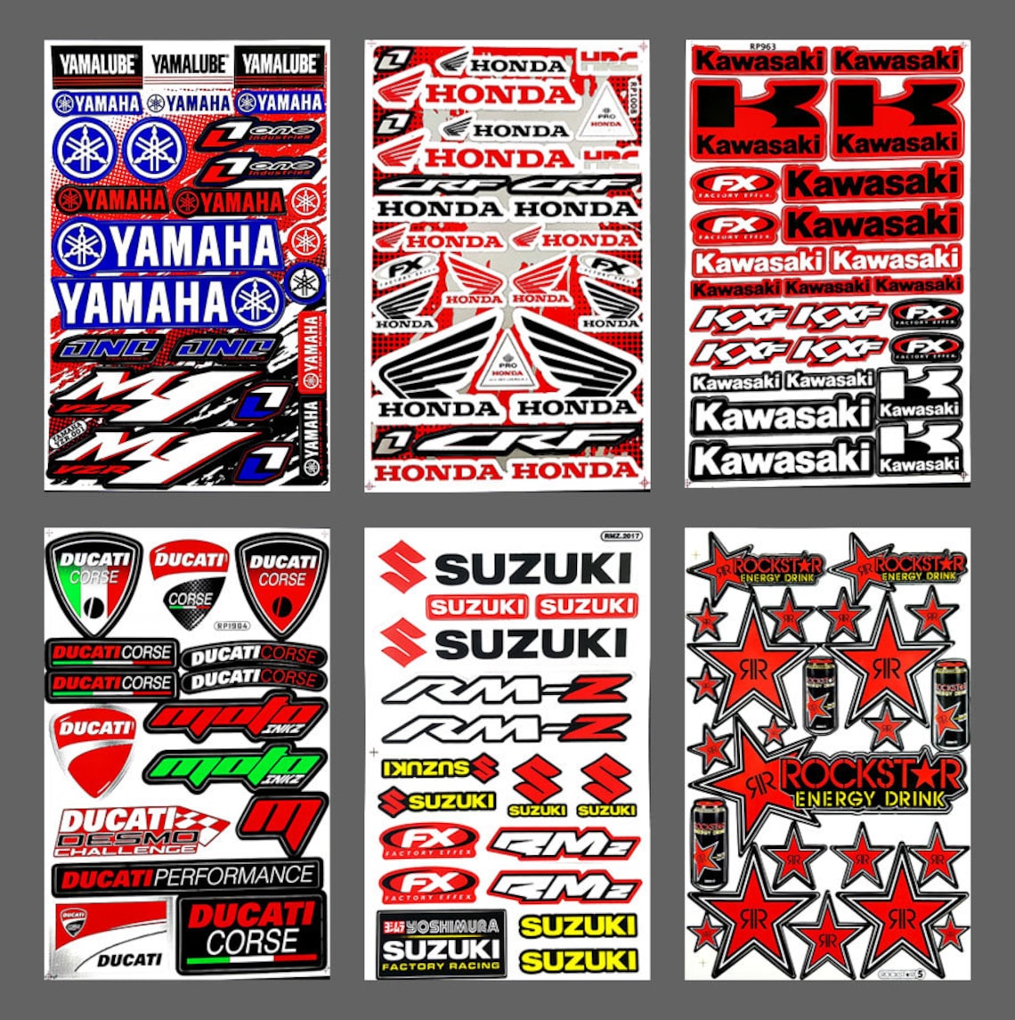 Team Honda Yamaha Suzuki Stickers Sheets Motorcycle ATV - Etsy