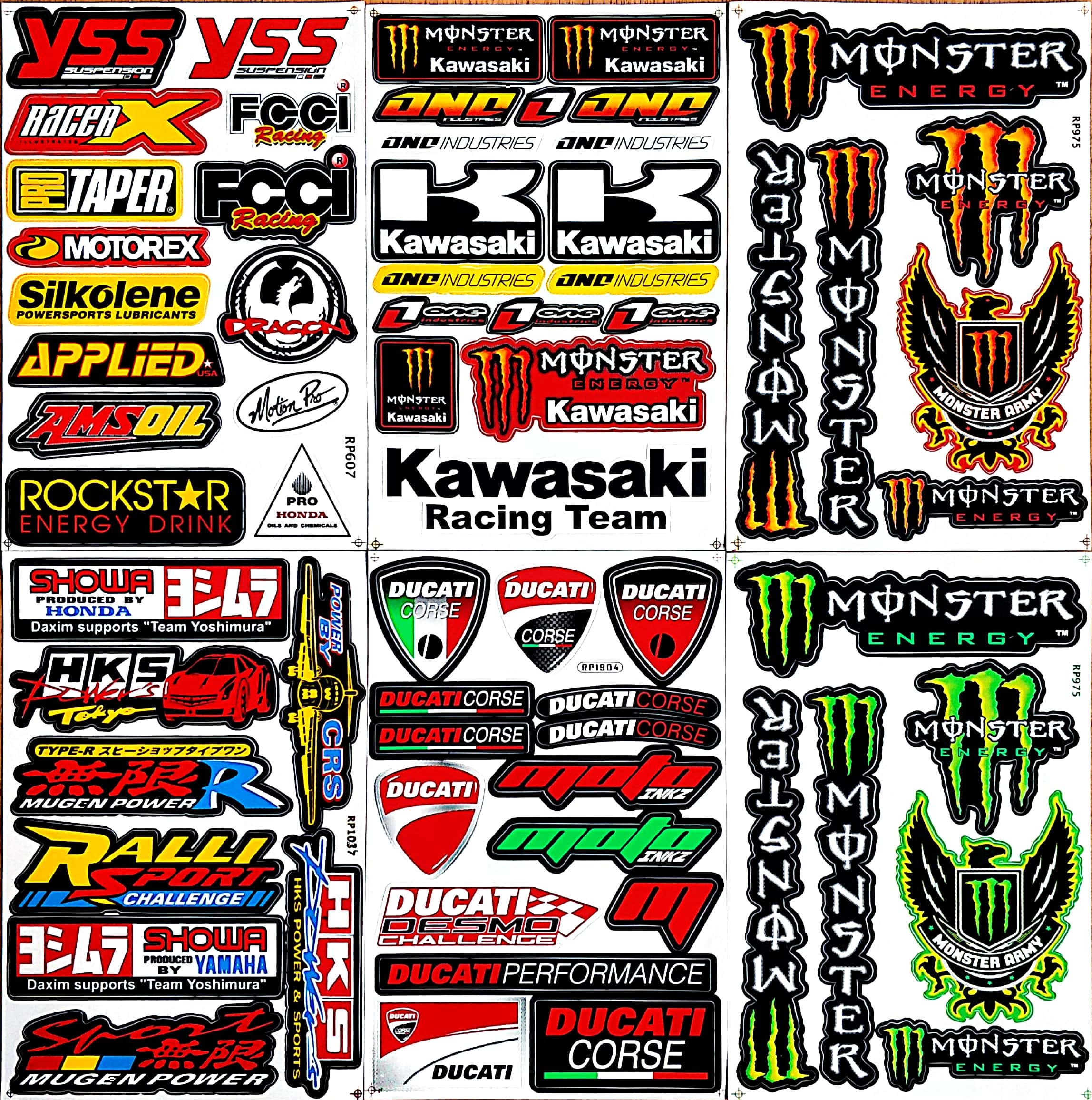 Sticker Decal Team Motorcycle Motocross Rally Racing Sticker Sheet Die ...