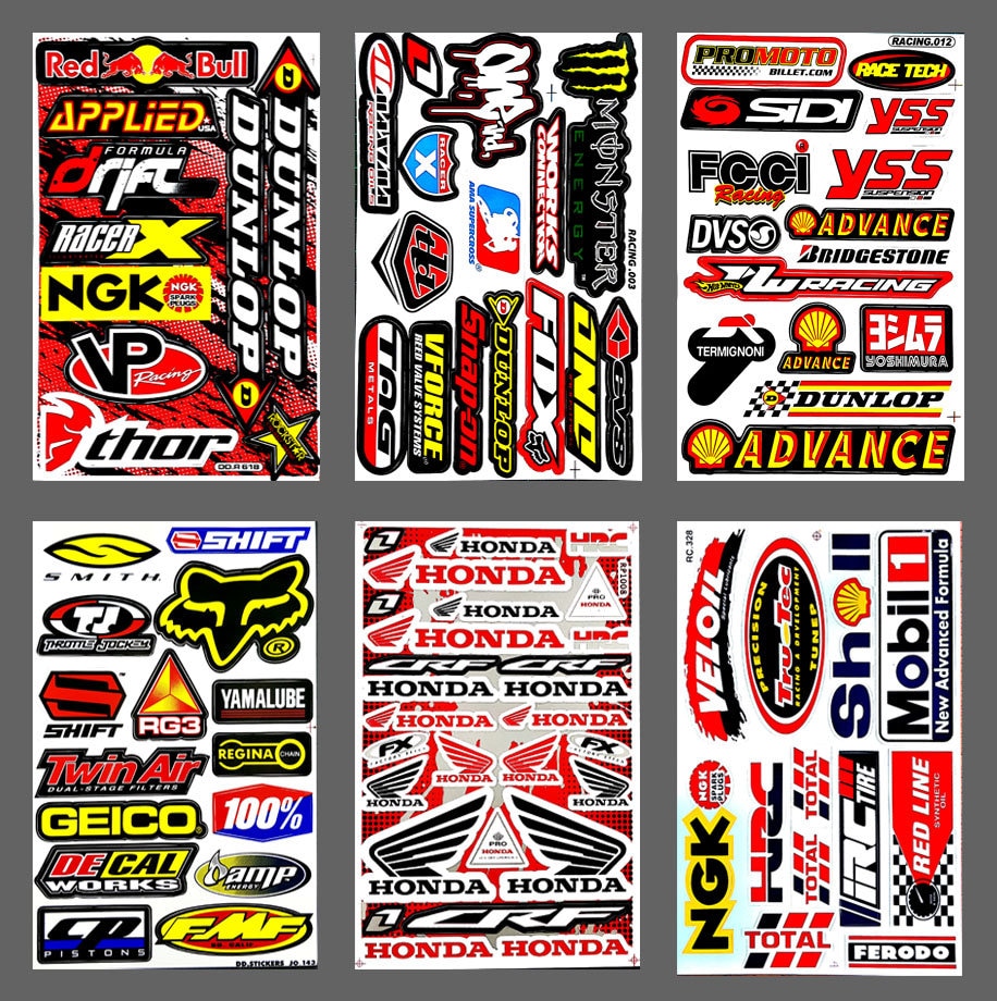 6mix Stickers Sheets Decal HONDA Shell Advance Motorcycle Motocoss ATV ...