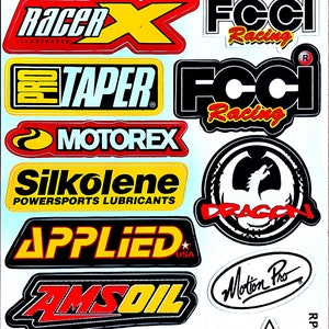 Sticker Decal Team Motorcycle Motocross Rally Racing Sticker Sheet Die ...