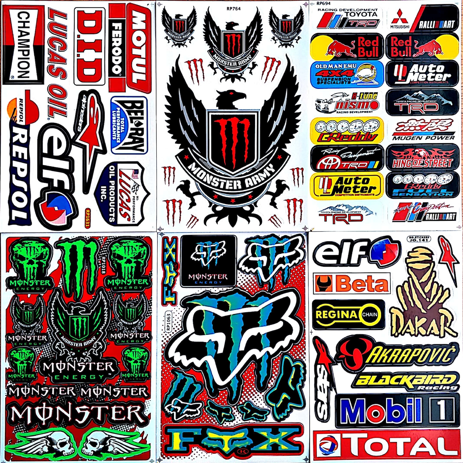 Sticker Sheet Pack Motorcycle Racing Car Sponsor Decal | Etsy