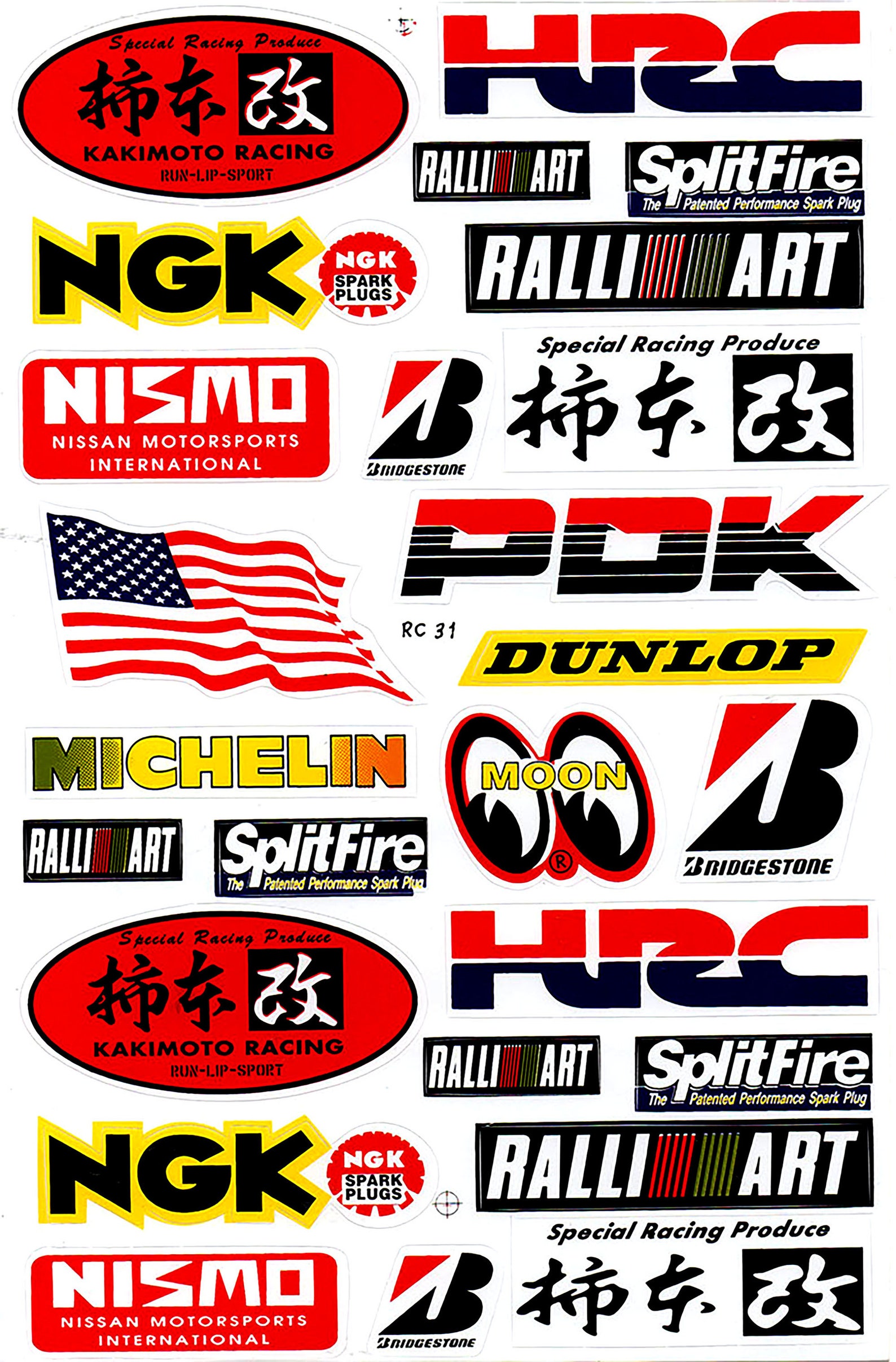Stickers Sheet HRC Yoshimura NGK Sponsor Sticker Decals Pack Car ...