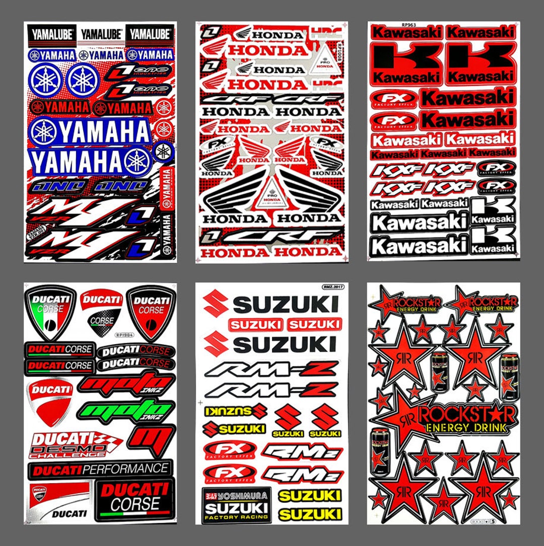 Team Honda Yamaha Suzuki Stickers Sheets Motorcycle ATV Sticker Racing ...