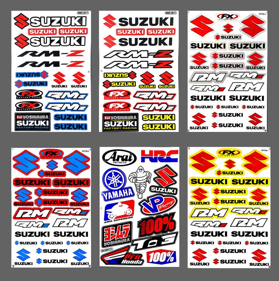 Vintage SUZUKI Stickers Sheets Motorcycle Motocoss ATV Sticker Racing ...