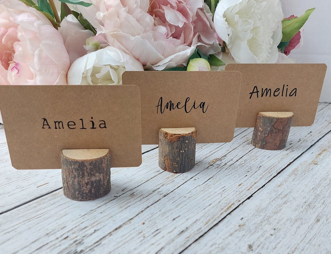 Personalised Rustic Mini Log Wedding Place Names, Log Place Settings ...