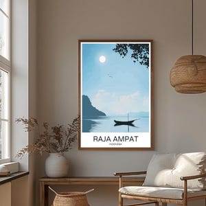 Raja Ampat Indonesia Travel Poster Tropical Landscape Art, Crystal ...