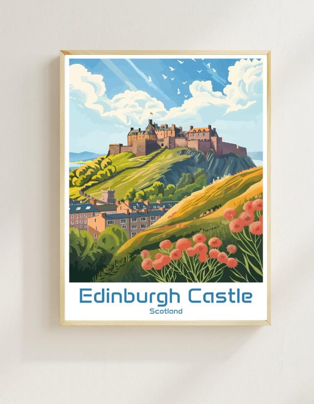 Edinburgh Castle Travel Poster Scotland Cityscape Wall Art, Historic ...
