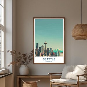 Seattle Skyline Posterwashington Cityscape Wall Art,vintage Space ...