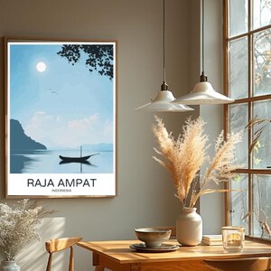 Raja Ampat Indonesia Travel Poster Tropical Landscape Art, Crystal ...