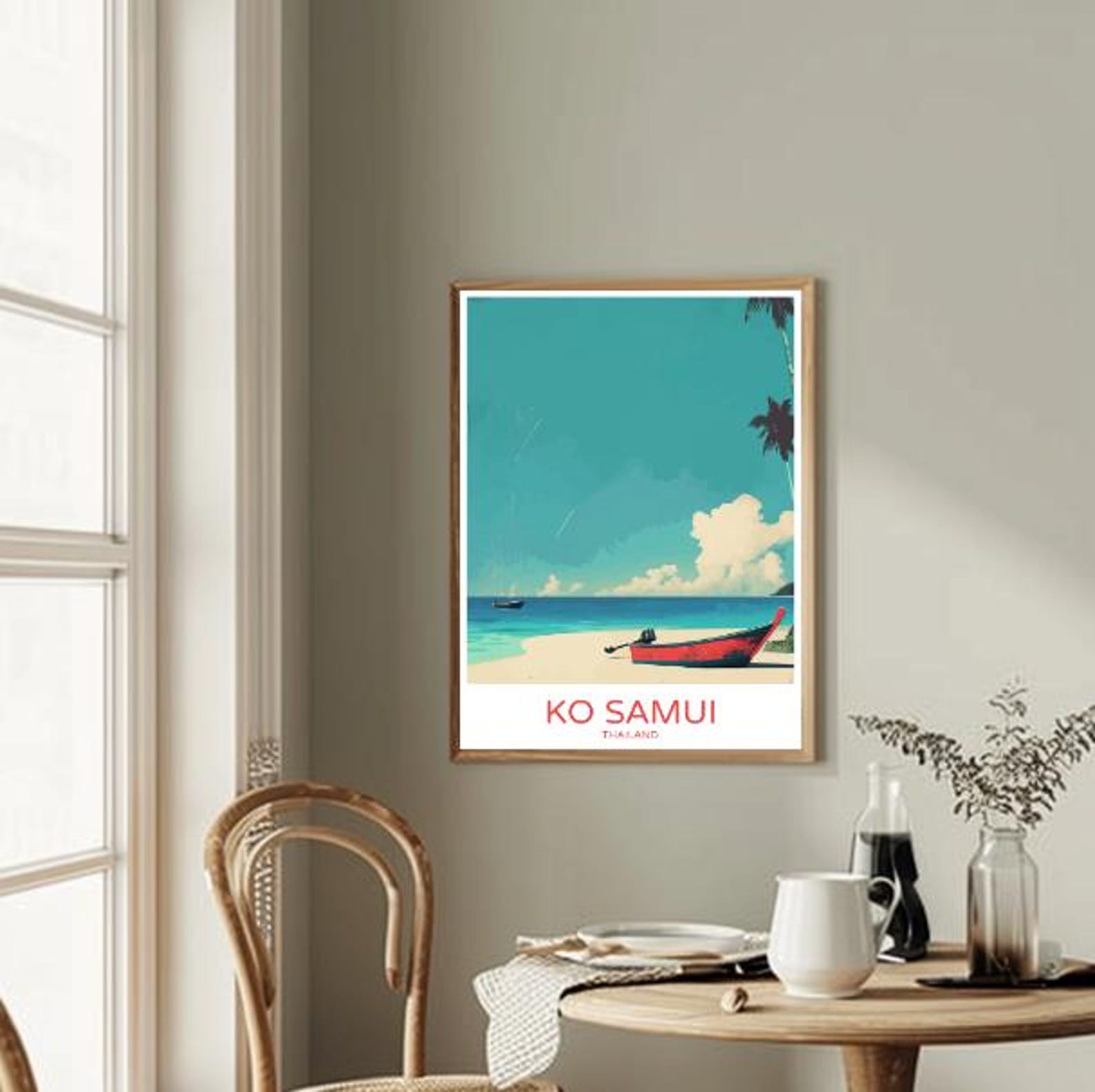 Ko Samui Thailand Travel Poster Tropical Island Wall Art, Beach Decor ...