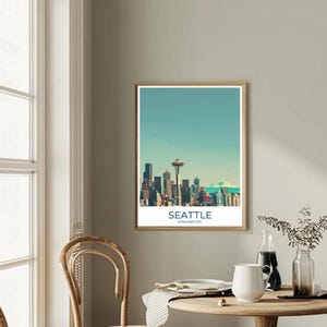 Seattle Skyline Posterwashington Cityscape Wall Art,vintage Space ...