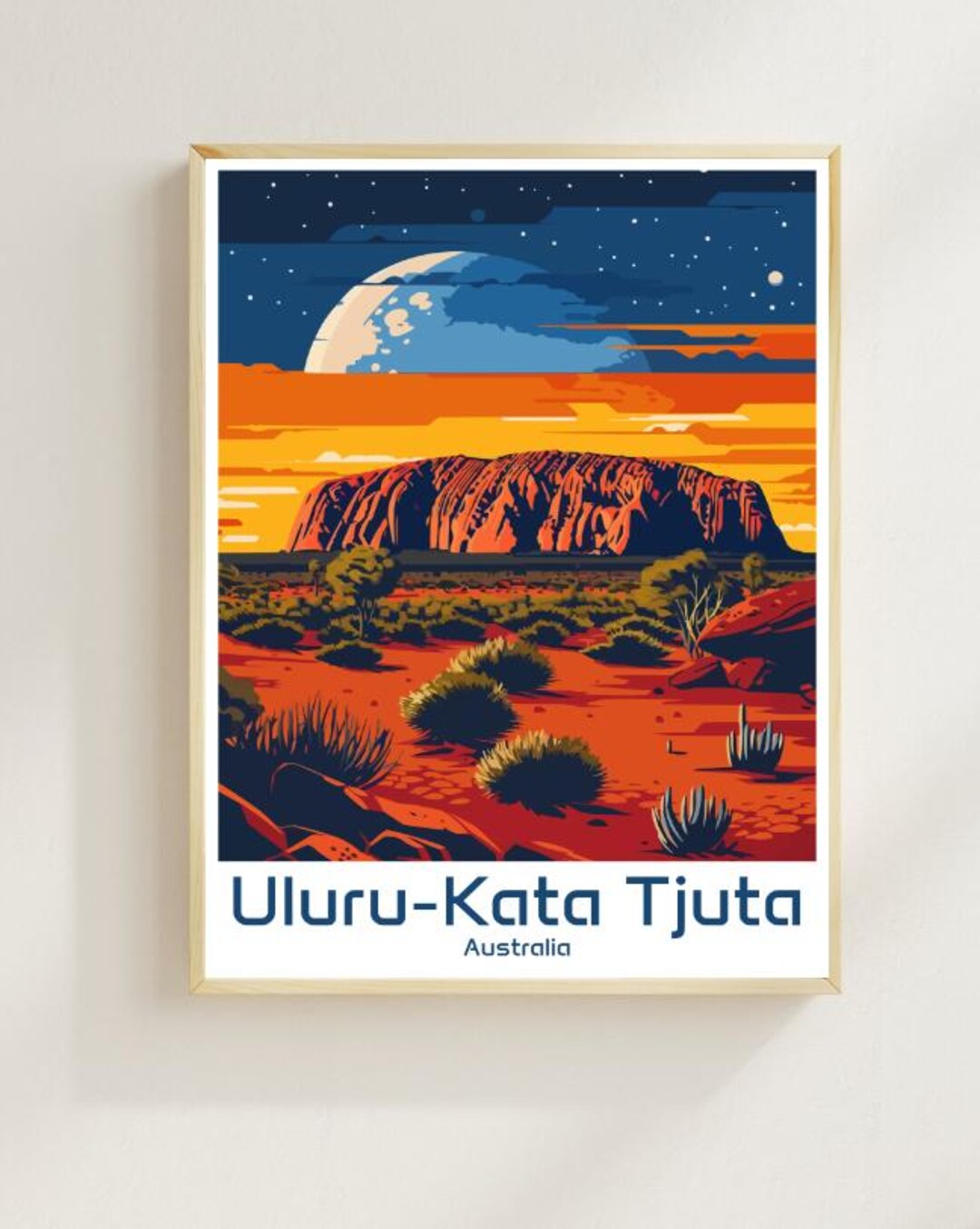 Uluru-kata Tjuta National Park Travel Poster Australia Wall Art, Red ...