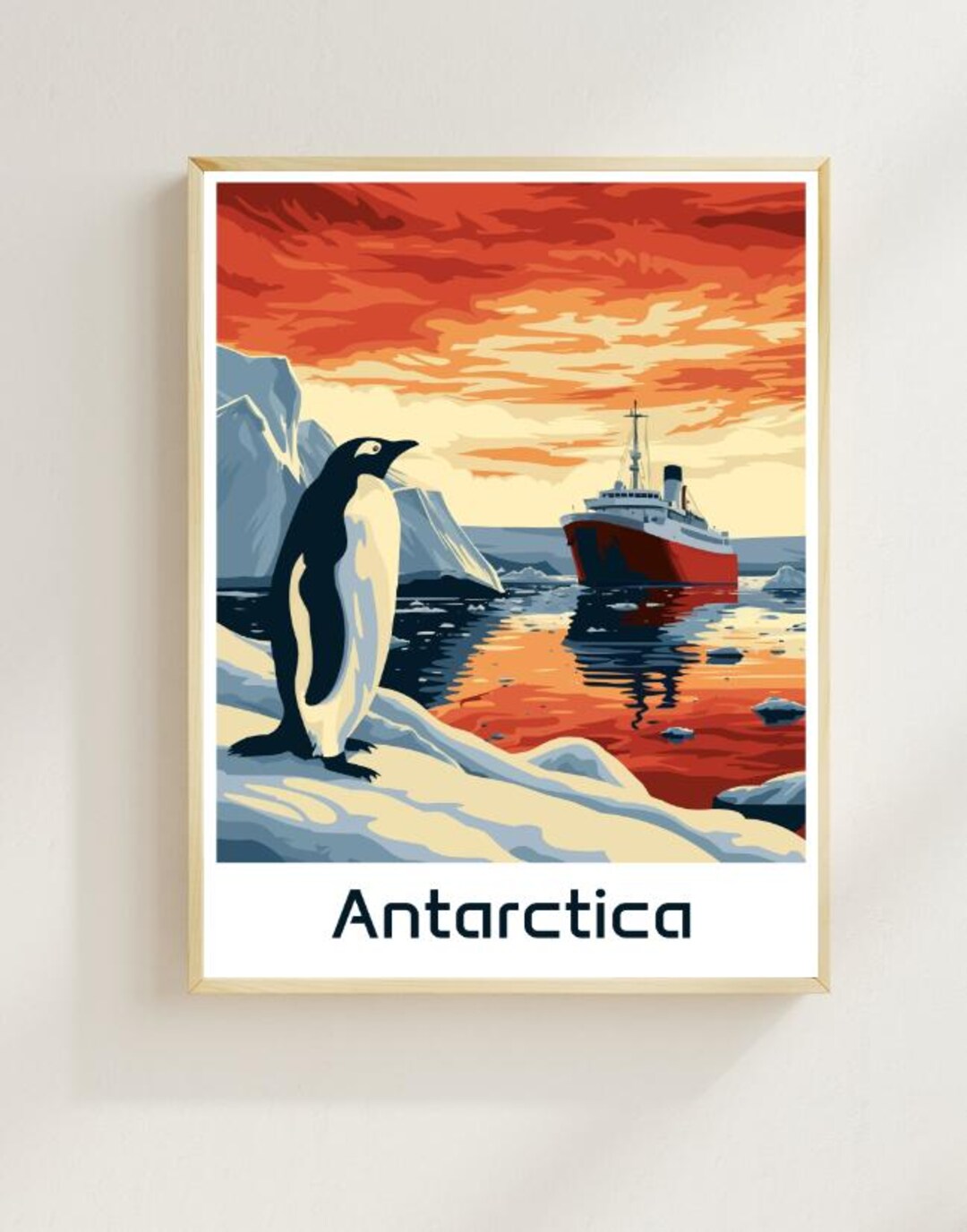 Antarctica Travel Poster – Majestic Wall Art of Icebergs & Wildlife ...
