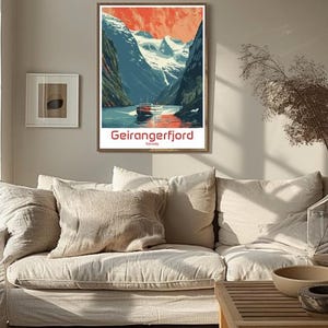 Geirangerfjord Travel Poster Norway Scenic Fjord Wall Art, Nordic ...