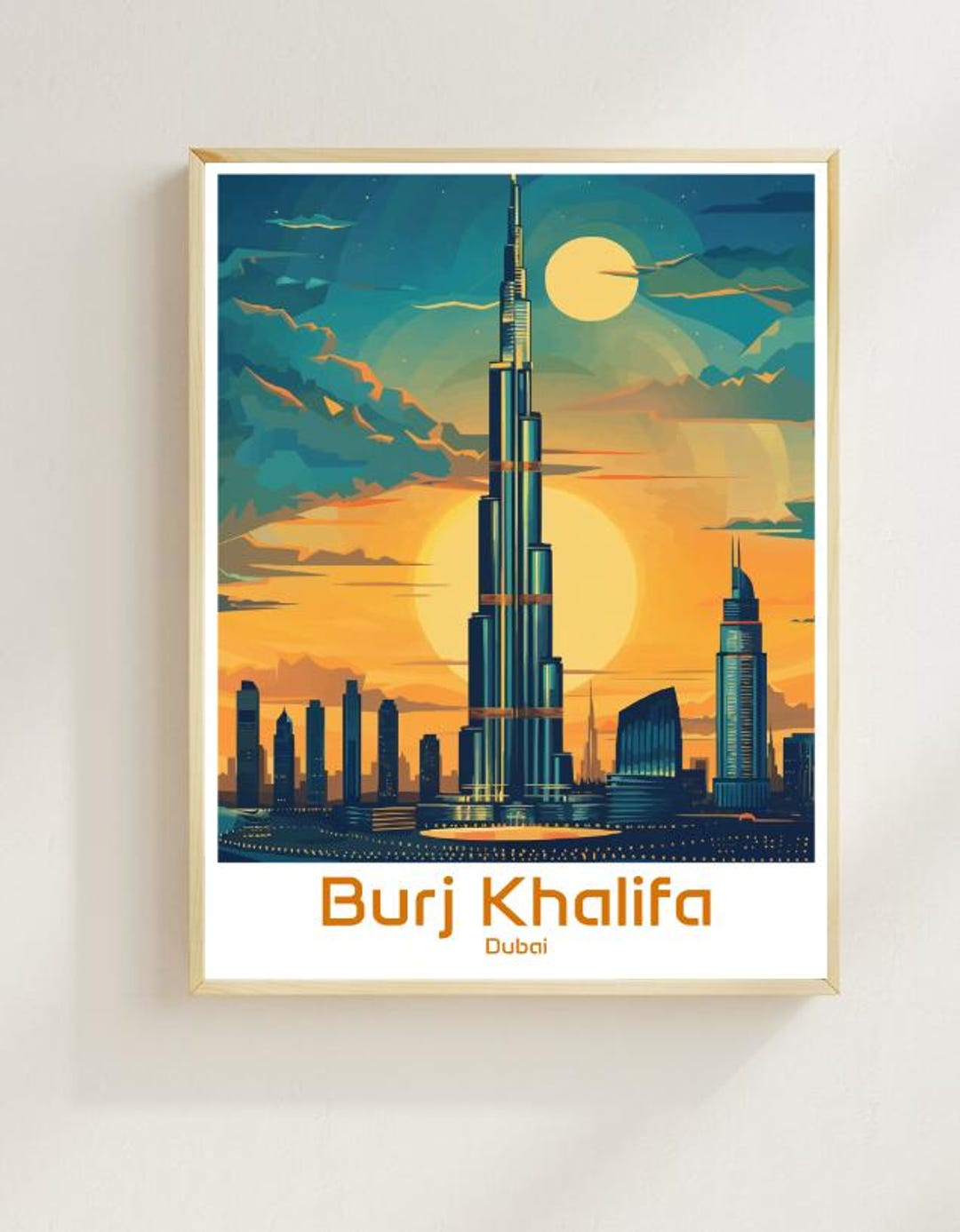 Dubai Burj Khalifa Art Print Modern Wall Decor of Iconic Skyline ...