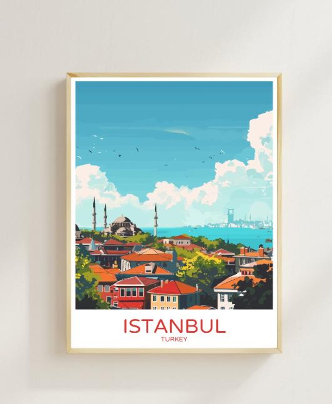 Istanbul Skyline Poster Iconic Cityscape Wall Art, Turkey Landmarks ...