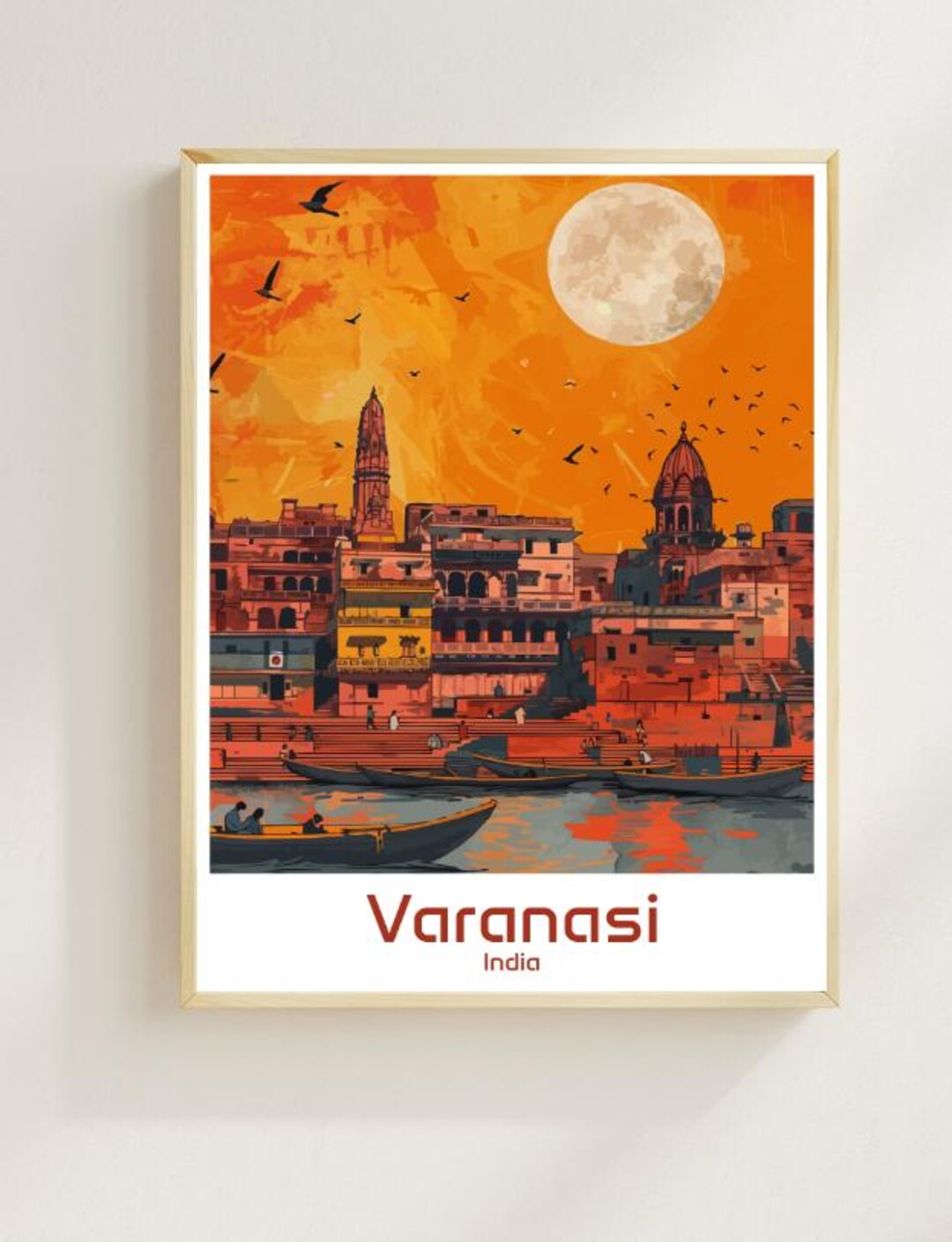 Varanasi Travel Poster – India Wall Art Print Featuring Ganges River ...