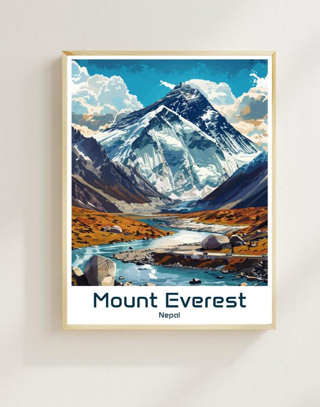 Mount Everest Travel Posterhimalayan Mountain Wall Art,peak and Snow ...