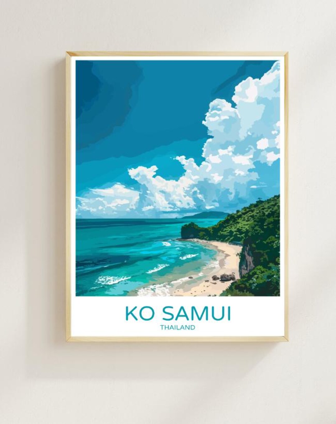 Ko Samui Thailand Travel Poster – Tropical Paradise Wall Art of Chaweng ...