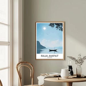 Raja Ampat Indonesia Travel Poster Tropical Landscape Art, Crystal ...