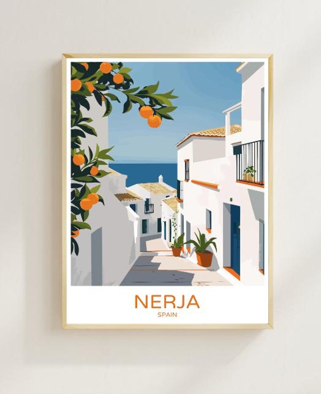 Nerja Travel Poster – Spanish Coastal Wall Art, Balcon De Europa ...