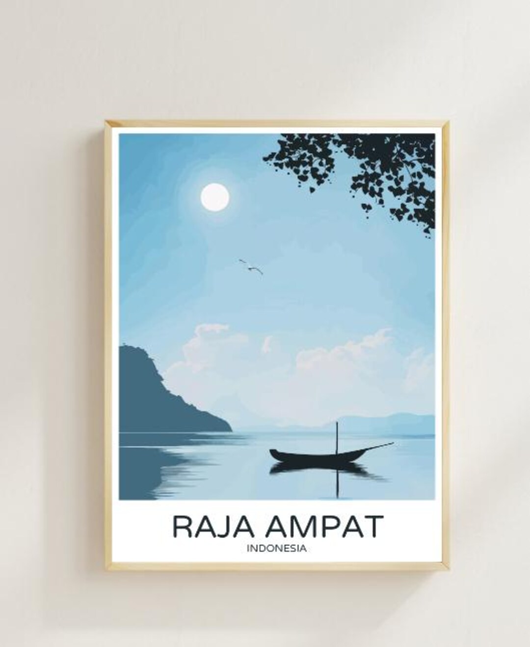 Raja Ampat Indonesia Travel Poster Tropical Landscape Art, Crystal ...