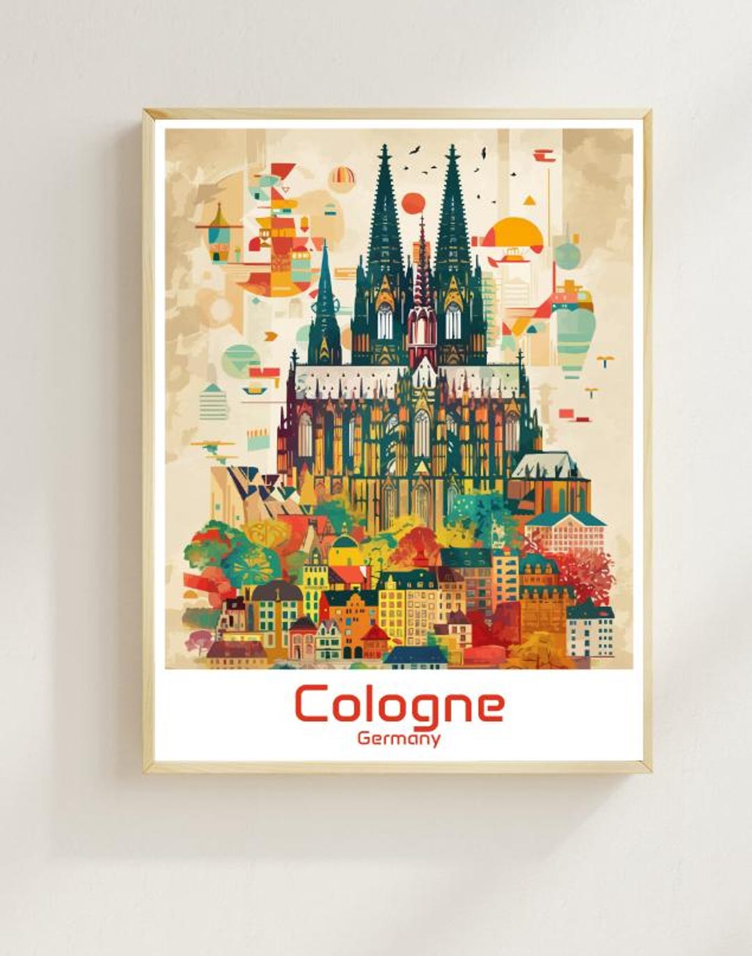 Cologne Travel Poster – Iconic Cathedral Wall Art & Rhine River View ...
