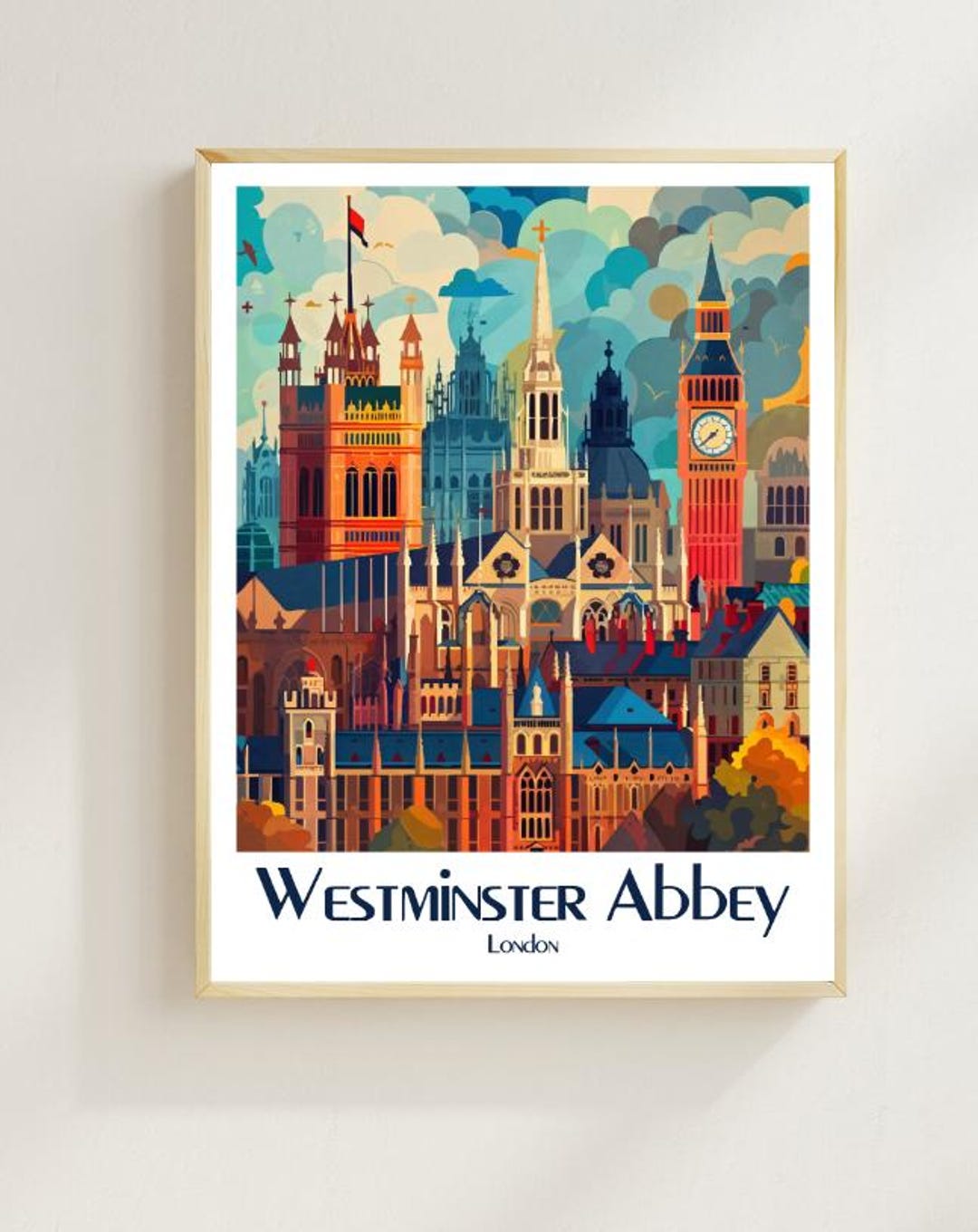 Westminster Abbey London Travel Poster – Historic Landmark Wall Art ...