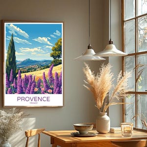 Provence Travel Poster – Lavender Fields & Scenic Countryside, French ...