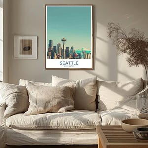 Seattle Skyline Posterwashington Cityscape Wall Art,vintage Space ...