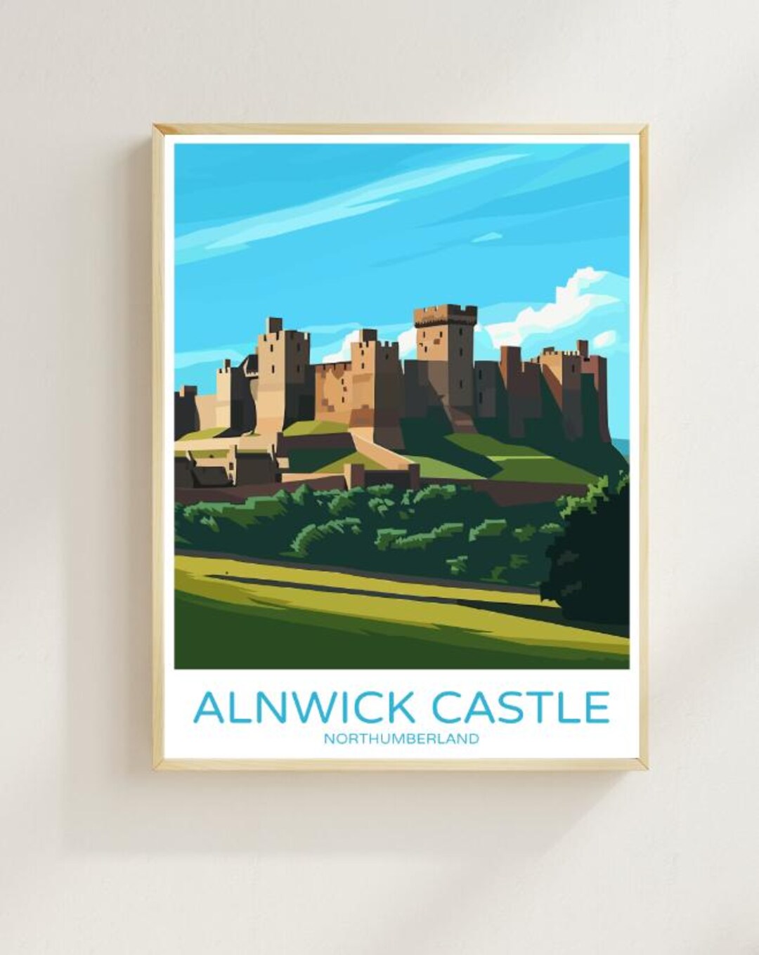 Alnwick Castle Travel Poster Historic Castle Wall Art, Stunning ...